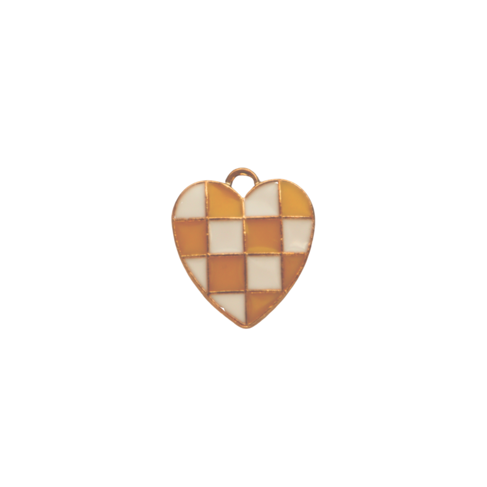 Yellow Checkered Heart – Mars Charms
